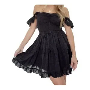 Mable | Dresses | Mable Mini Dress Off Shoulder Ruffle Black Large ...